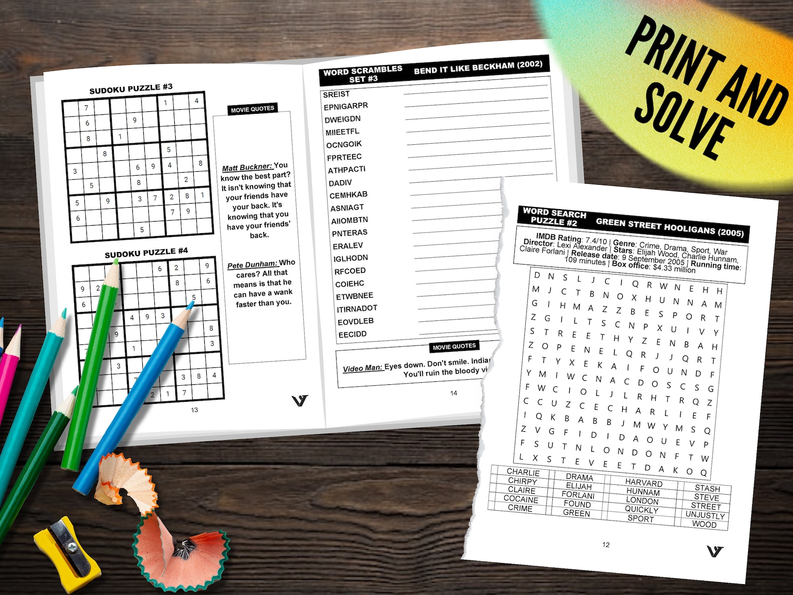 100 Soccer Football Movie Puzzle, Instant Download, Word Search ...