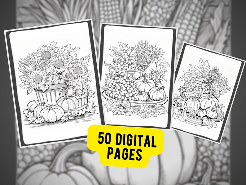 50 Autumn Fall Coloring Printable Pages, Instant Download, Fall ...