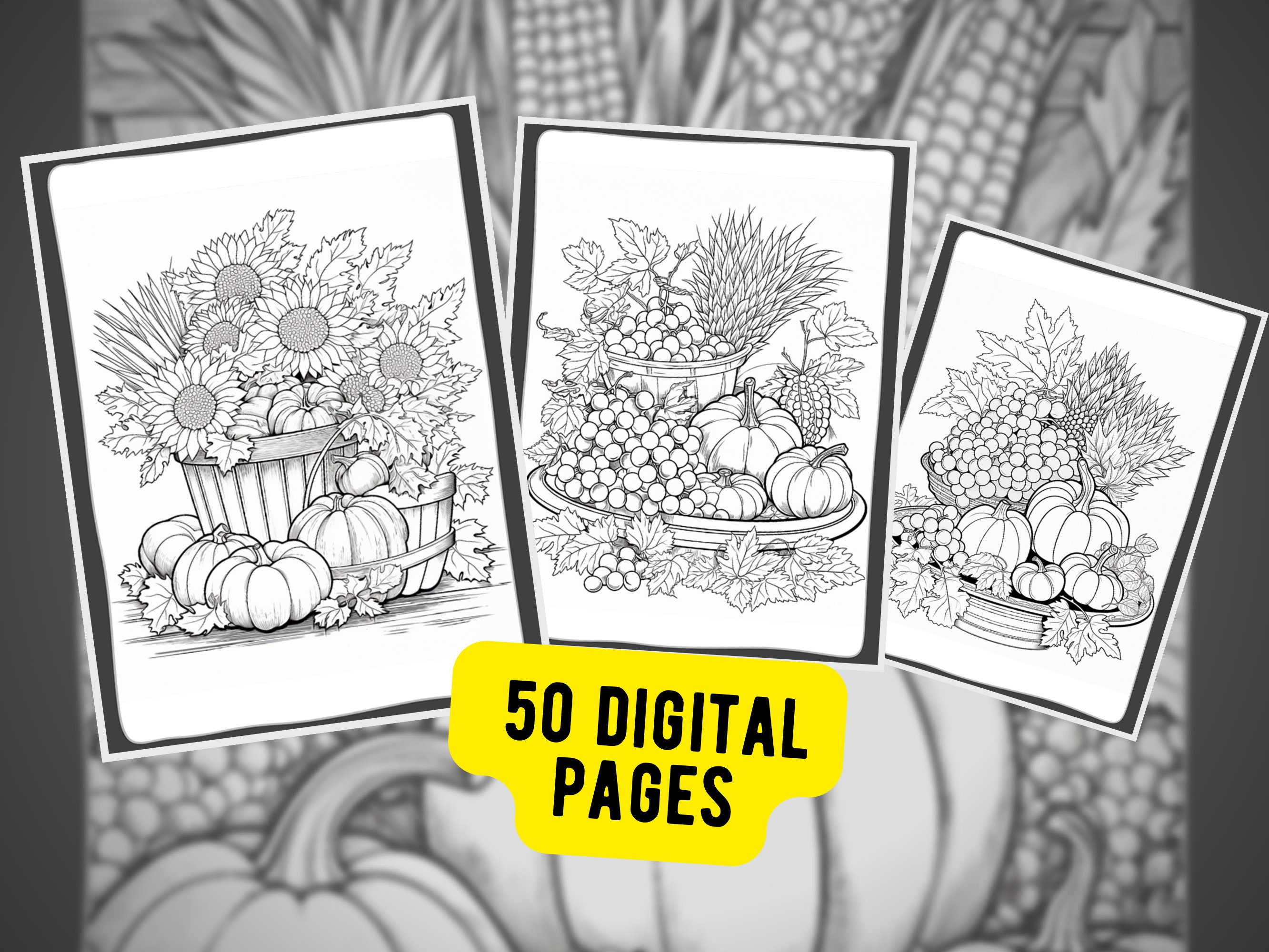 50 Autumn Fall Coloring Printable Pages, Instant Download, Fall ...