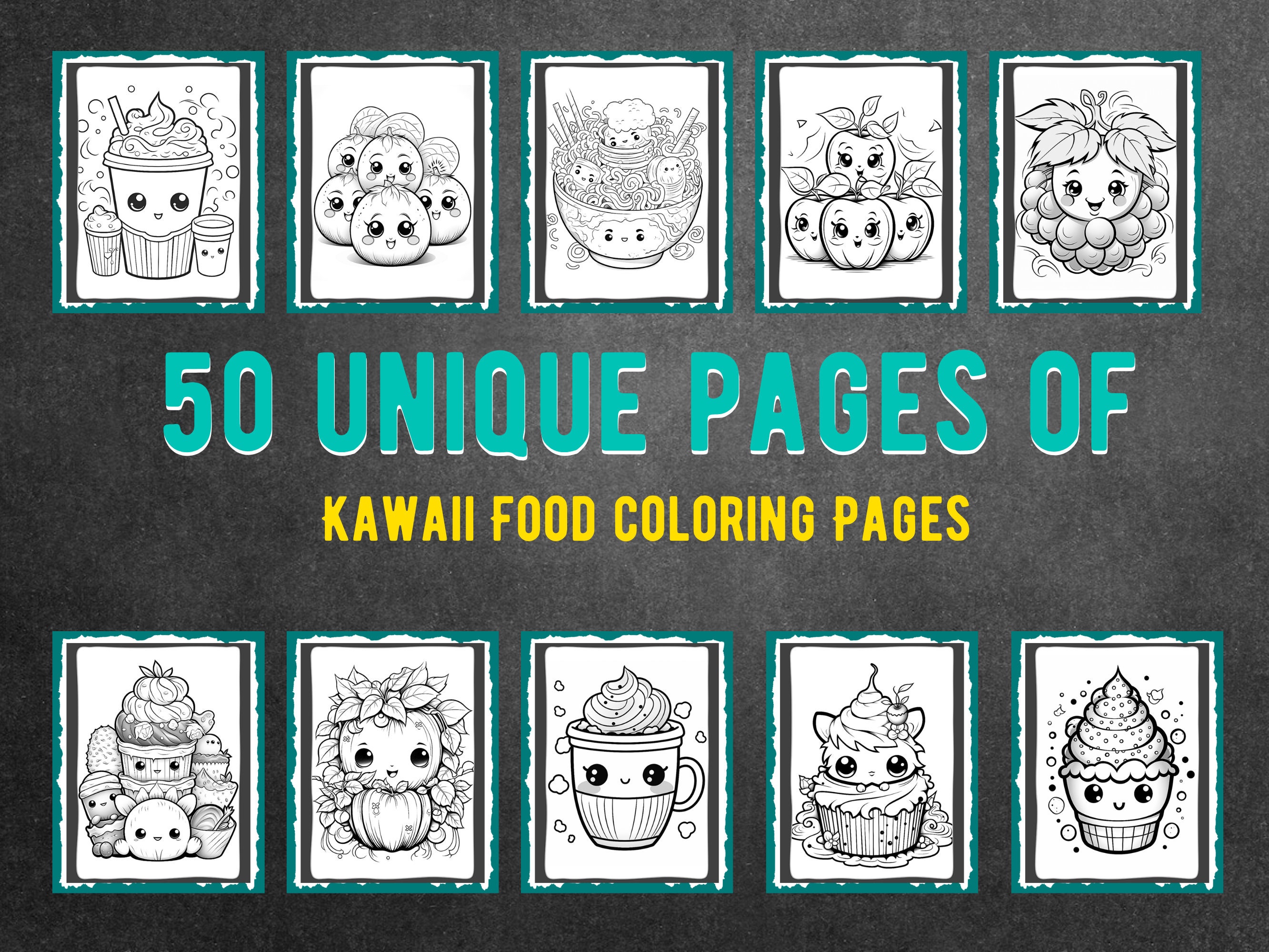 50 Kawaii Food Coloring Pages Printable PDF, Testy Food Coloring Book ...