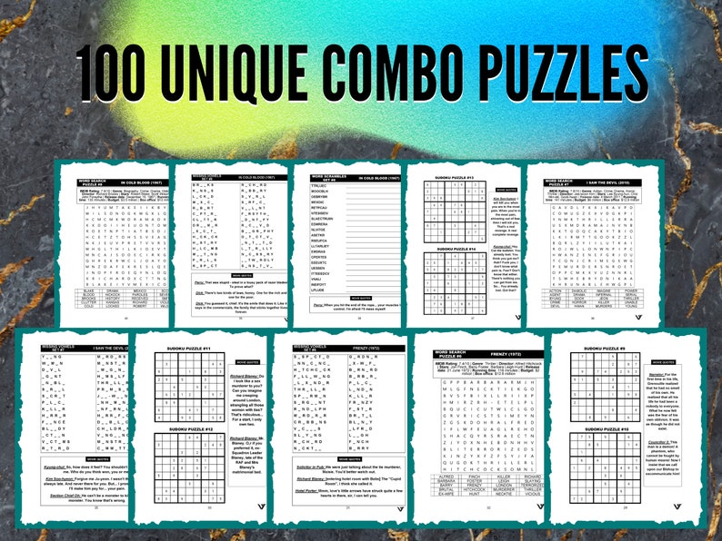 100 Serial Killer Movie Puzzle Vol. 1, Word Search, Word Scramble ...