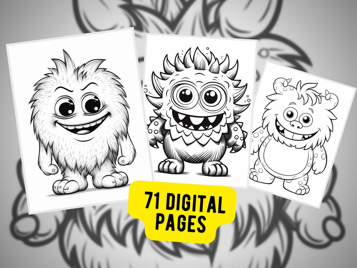 Cute and Creepy Monsters Coloring Pages 71 Cute Monster to Color ...