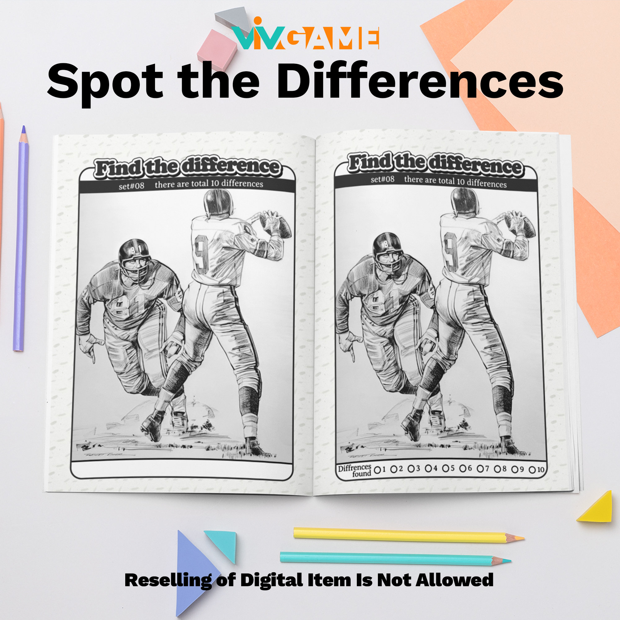 90+ Pages American Football Themed Spot the Difference - 45 Hidden ...