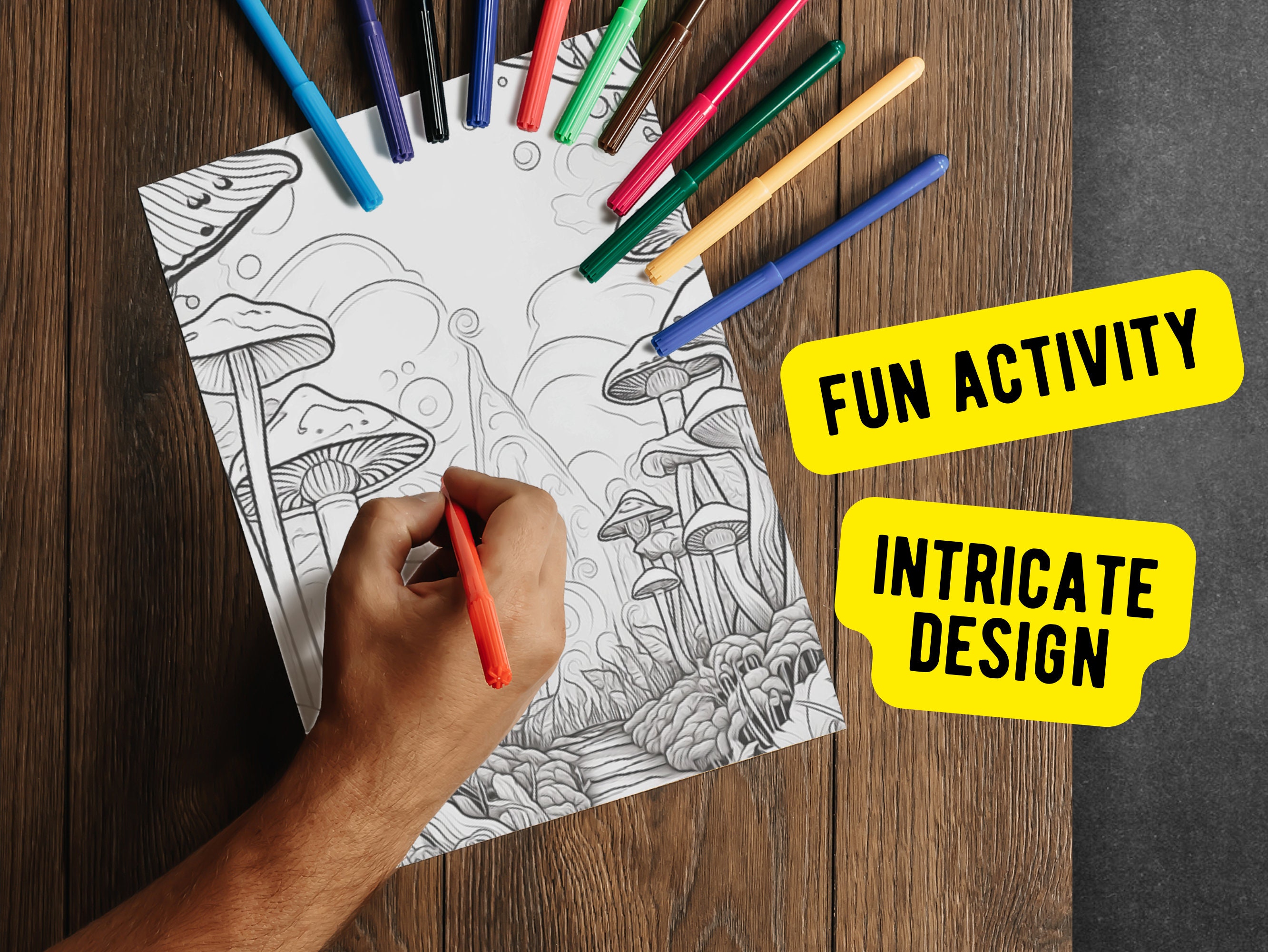 50 Wild Mushrooms Coloring Pages Printable PDF, Nature Coloring Book ...