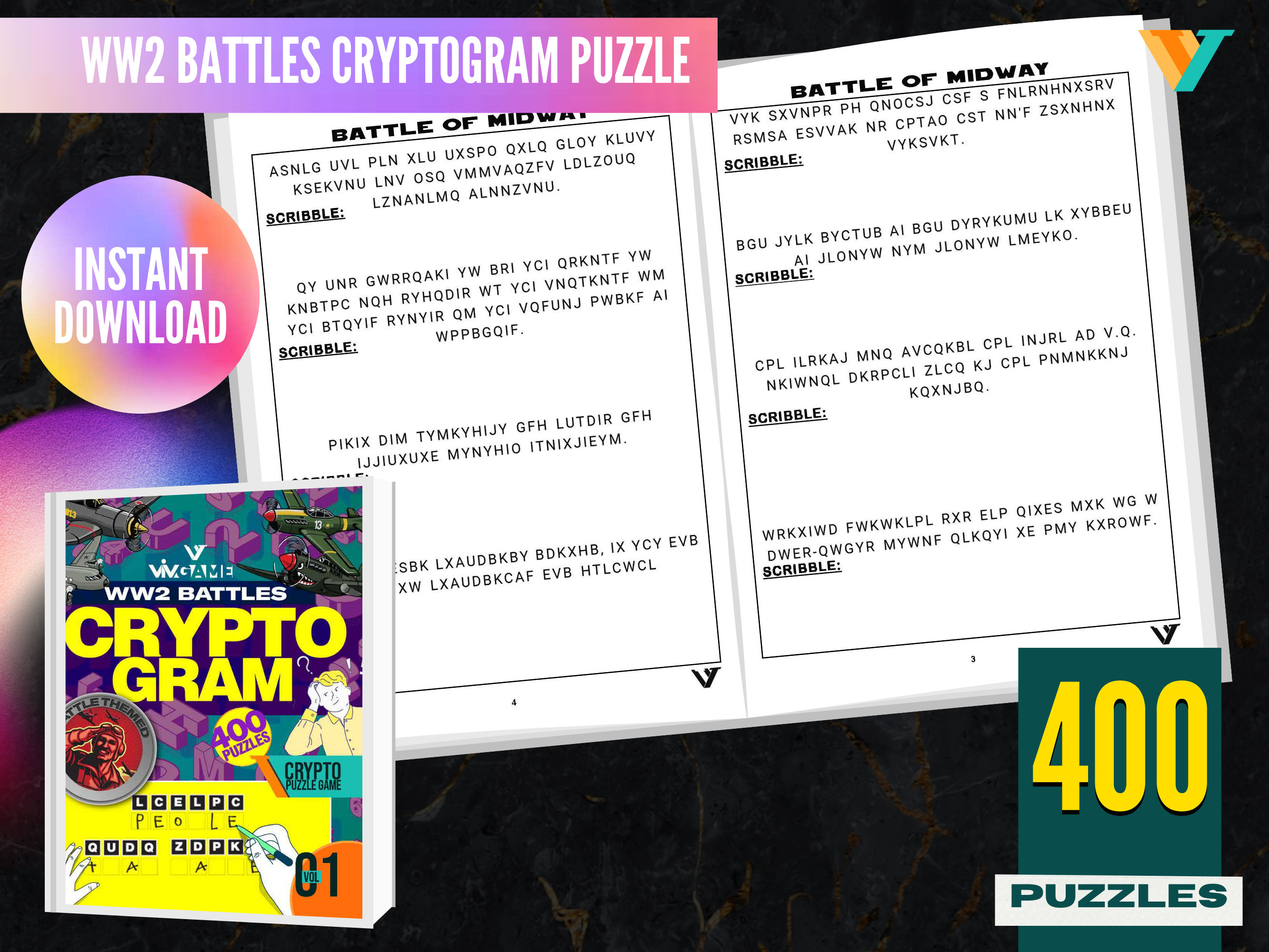 400 WW2 Battles CRYPTOGRAM Puzzle Game V.1 Instant Download, Battles ...