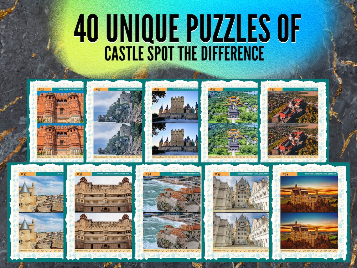 Castle Spot the Difference, Coloring Printable Pages, Love Find the ...