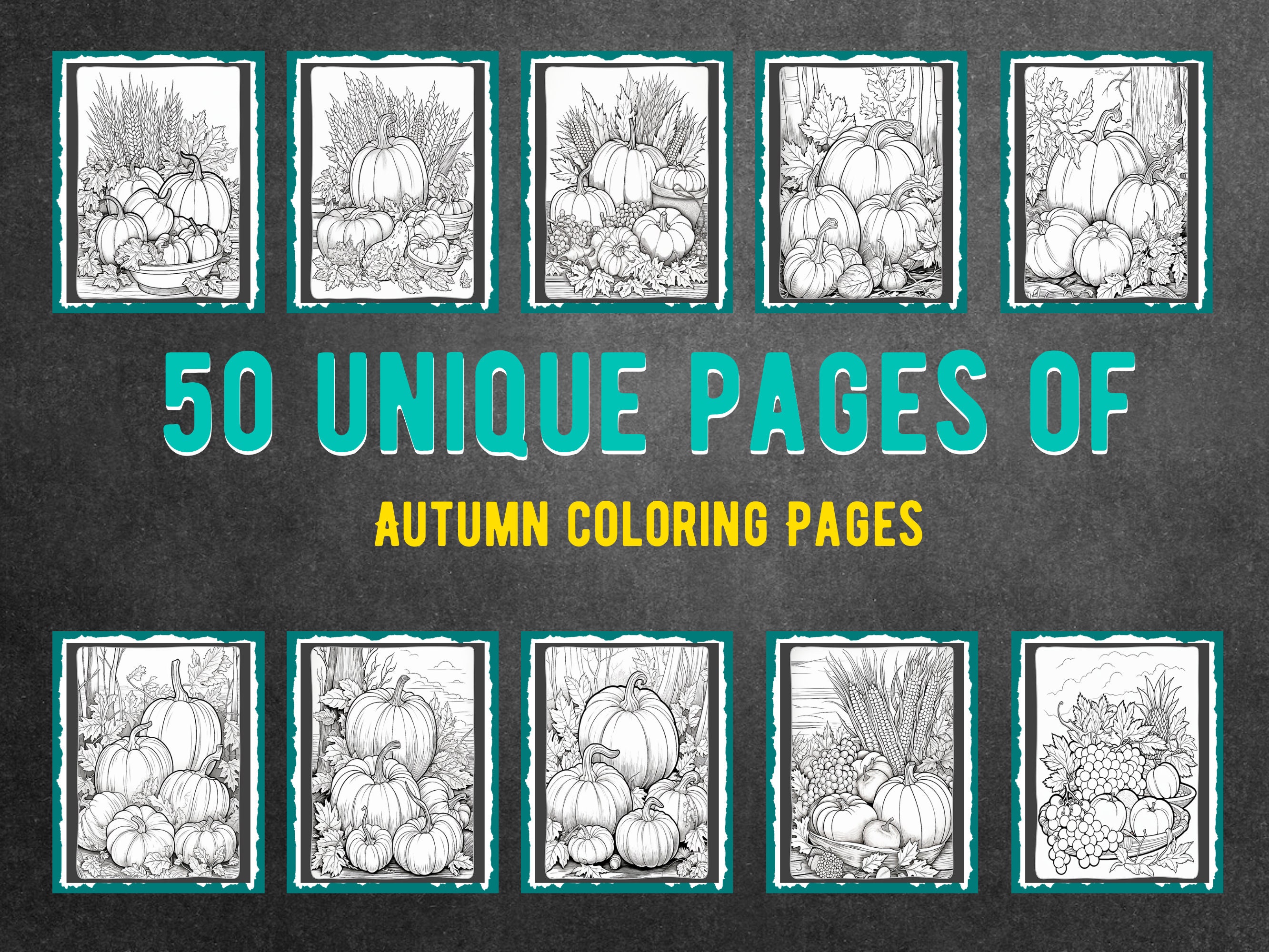 50 Autumn Fall Coloring Printable Pages, Instant Download, Fall ...