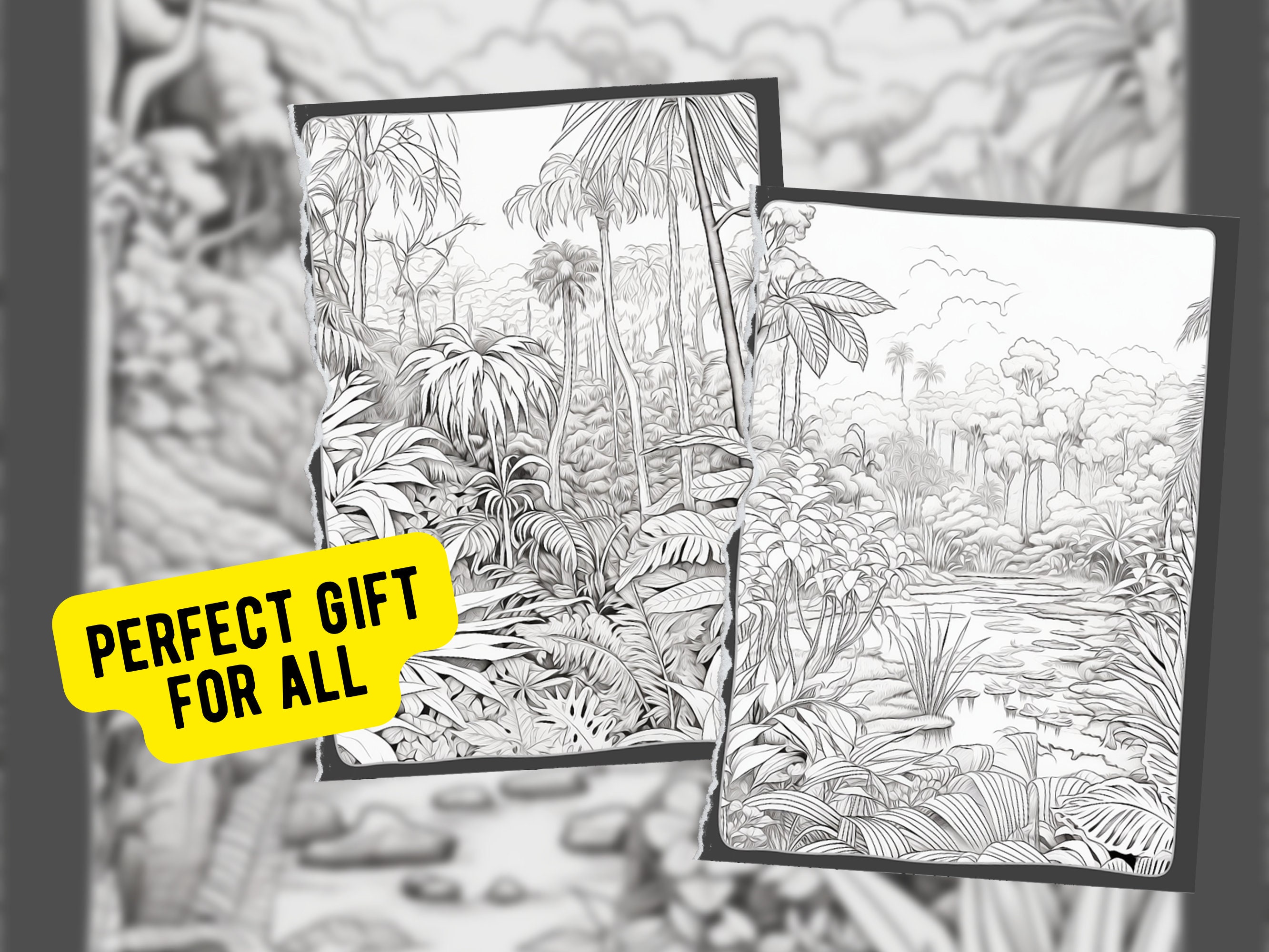 50 Rainforest Jungle Scenery Coloring Pages Instant Download, Kids ...