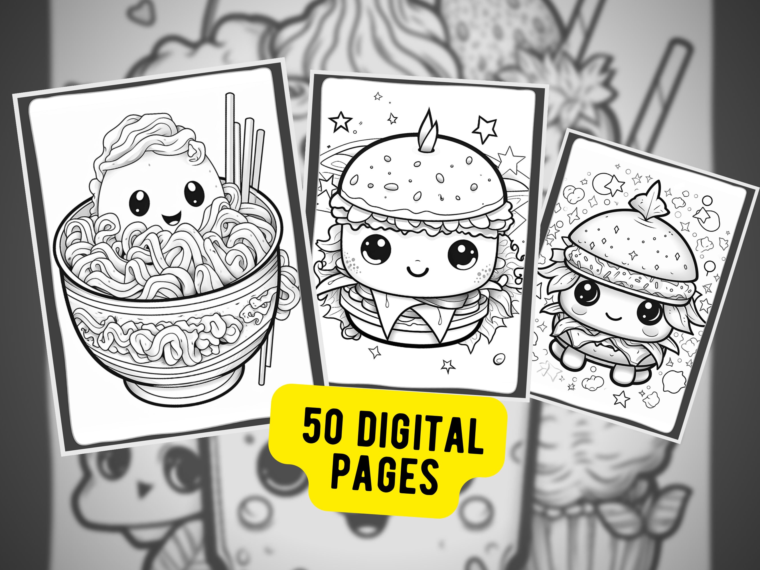 50 Kawaii Food Coloring Pages Printable PDF, Testy Food Coloring Book ...