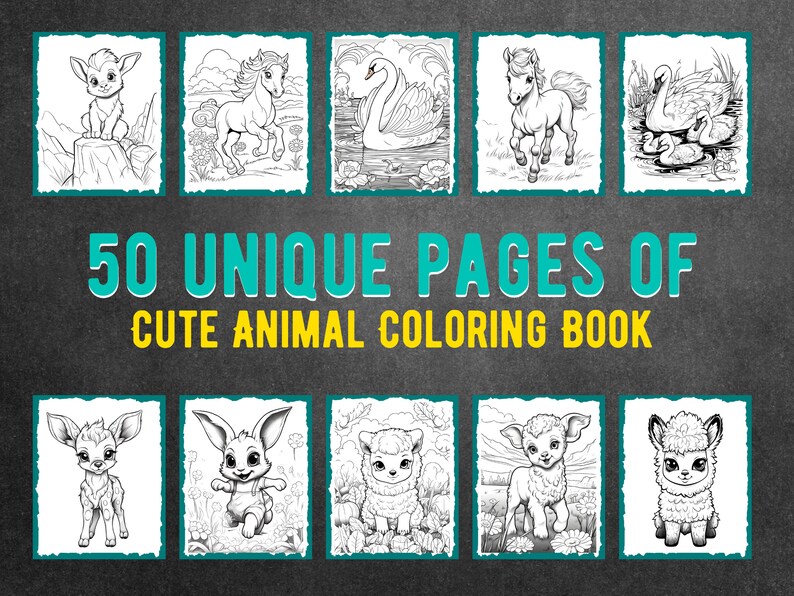 50 Cute Animal Coloring Pages Vol: 4, Kids Coloring Book, Gifts for ...
