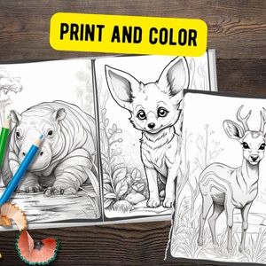50 Safari Wild Animals Coloring Pages, Instant Download, Wildlife ...