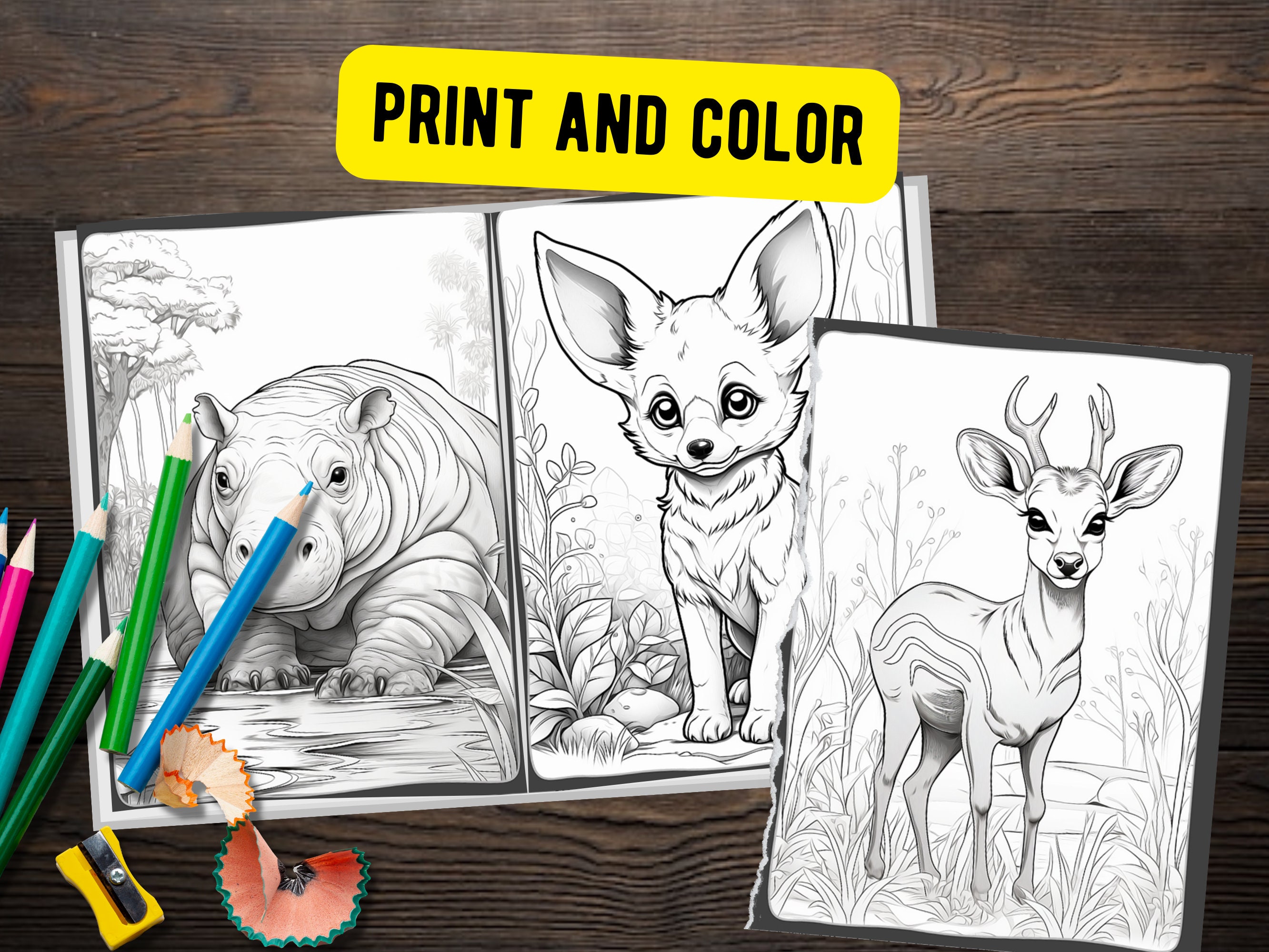 50 Safari Wild Animals Coloring Pages, Instant Download, Wildlife ...