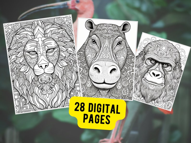 Animal Mandala: 28 Artful Coloring Pages, Animal Coloring Book for ...
