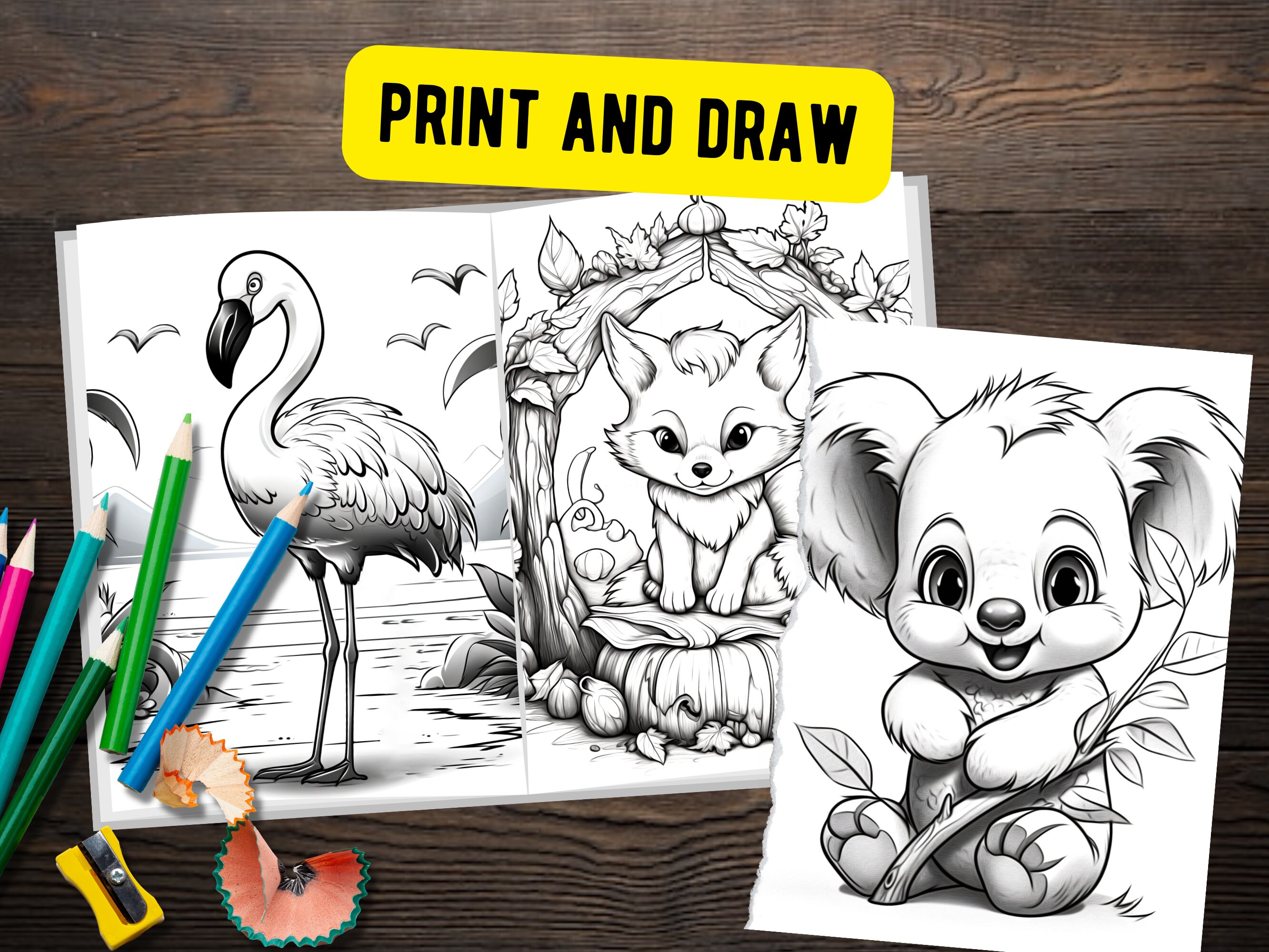 50 Zoo Animal Coloring Pages for Kids, Instant Download, Wildlife ...