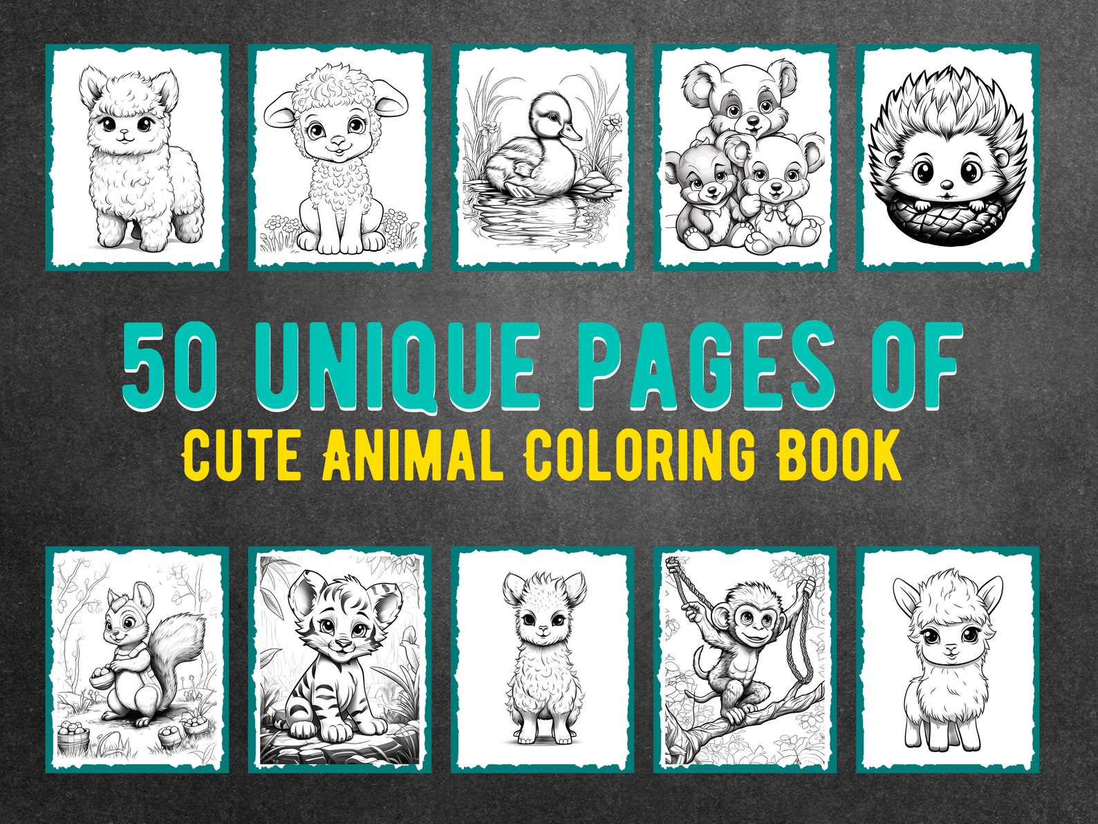 50 Zoo Animal Coloring Pages for Kids, Instant Download, Wildlife ...