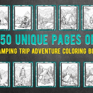 50 Camping Trip Adventure Coloring Pages Printable PDF, Hiking Coloring ...