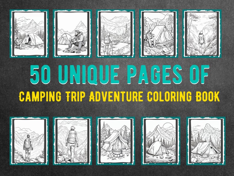50 Camping Trip Adventure Coloring Pages Printable PDF, Hiking Coloring ...
