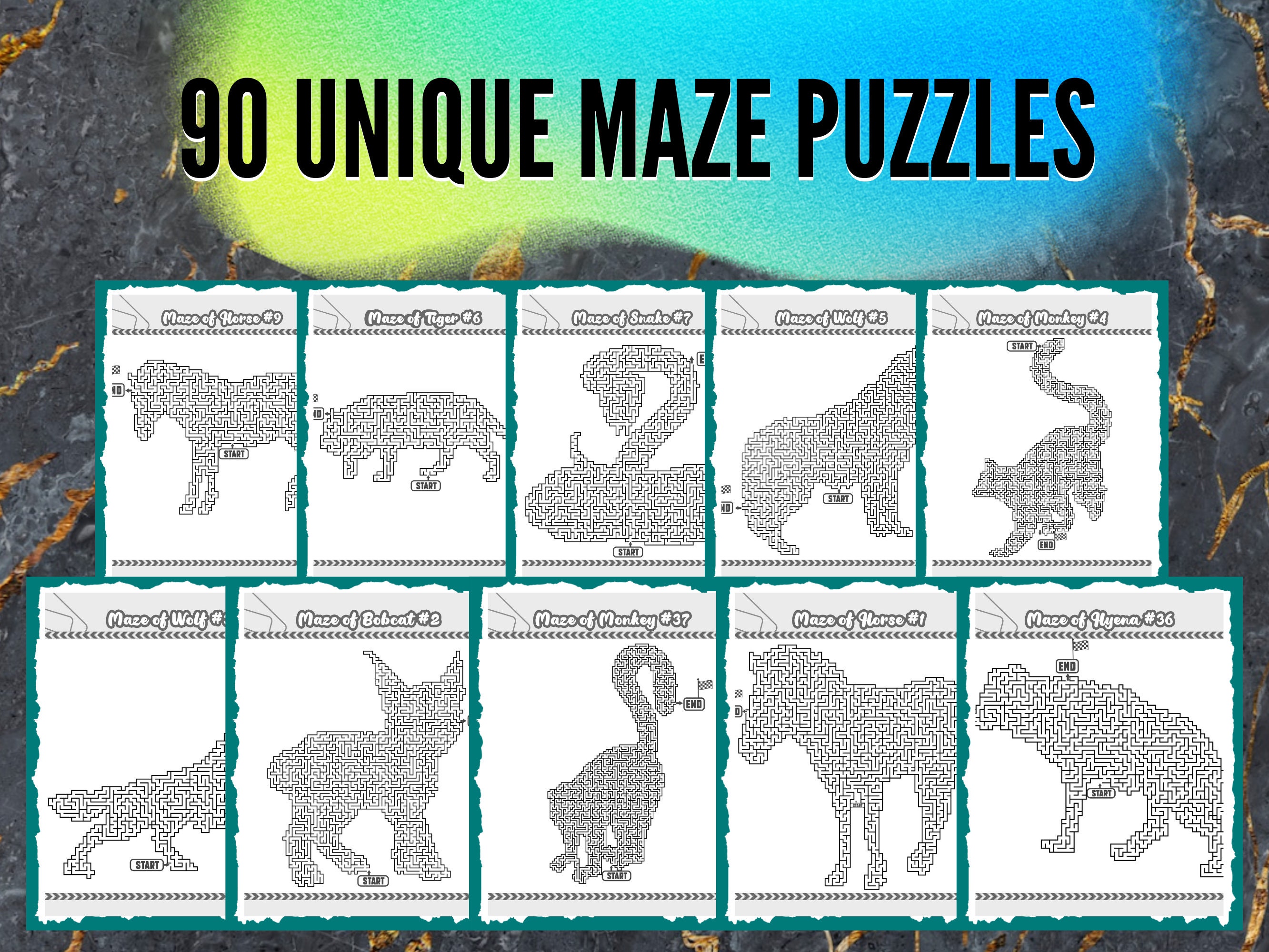 90 Animal Shaped Maze Games Puzzle, Kids Activities Kits for Ages 6-12 ...