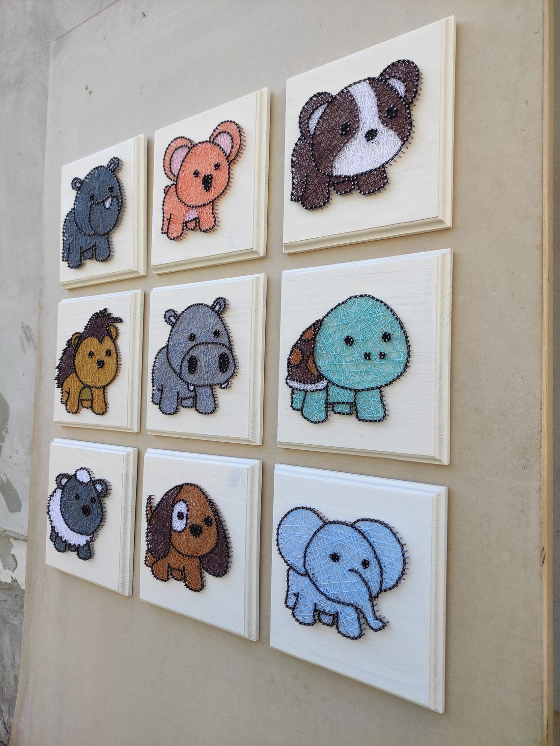 Collection of 9 Pictures of Animals in String Art Style Each - Etsy
