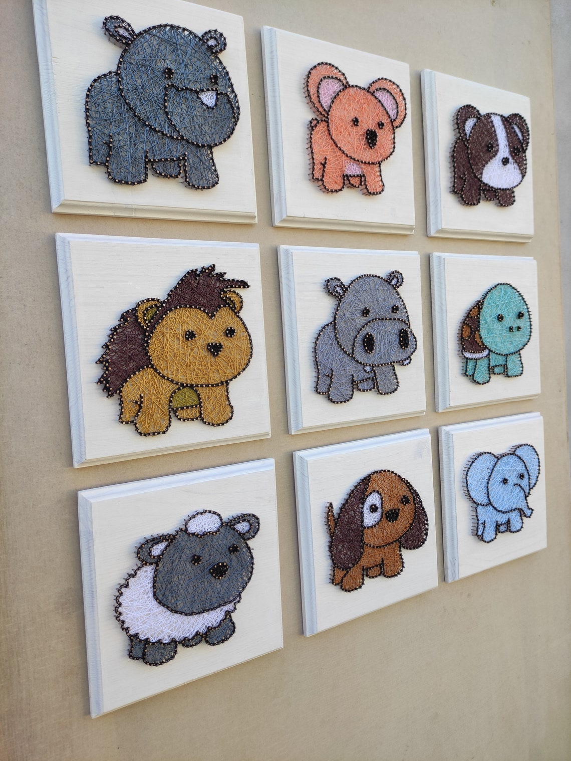 Collection of 9 Pictures of Animals in String Art Style Each - Etsy