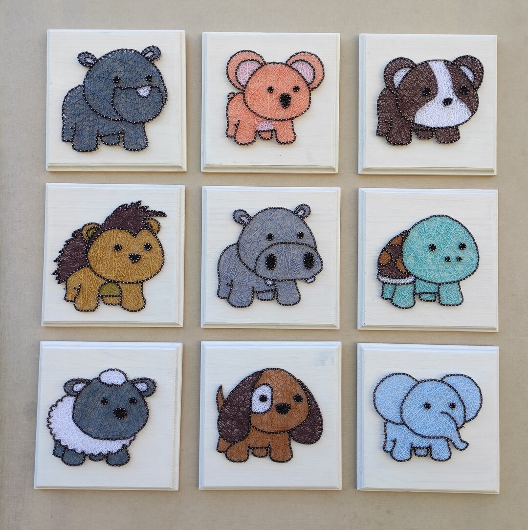 Collection of 9 Pictures of Animals in String Art Style Each - Etsy