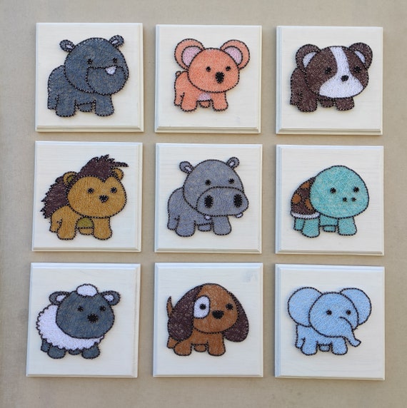 Collection of 9 Pictures of Animals in String Art Style Each - Etsy