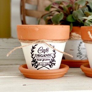 Farmhouse Clay Flower Pot, 4 Inches, Set of Two, Vintage Style, Rustic ...