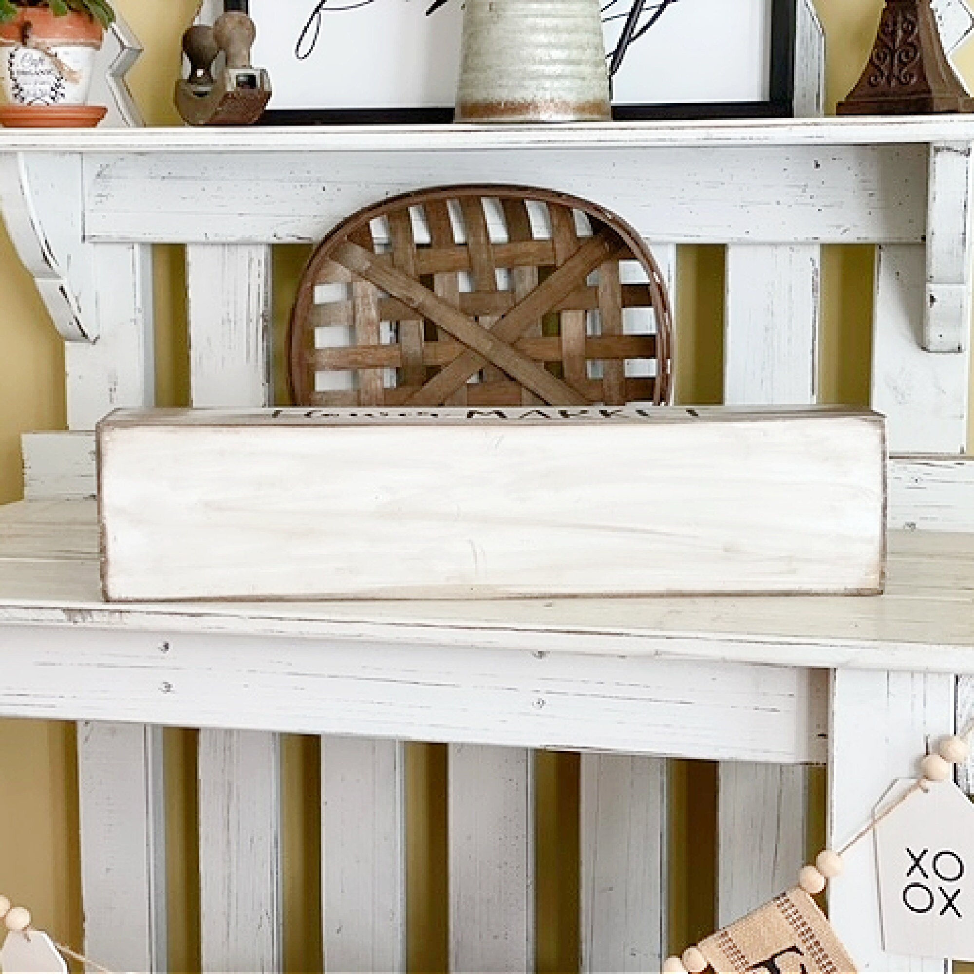 Solid Wood Box Table Top Decor, White Distressed, Planter, Rustic ...