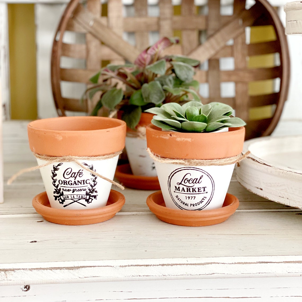 Farmhouse Clay Flower Pot 4 Inches Set of Two Vintage - Etsy
