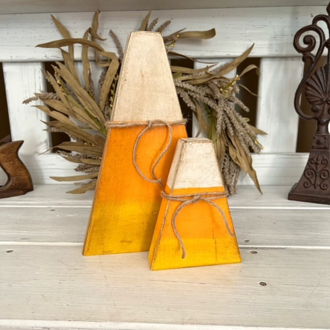 Candy Corn Set Fall Decorations, Rustic, Vintage Style, Made of ...