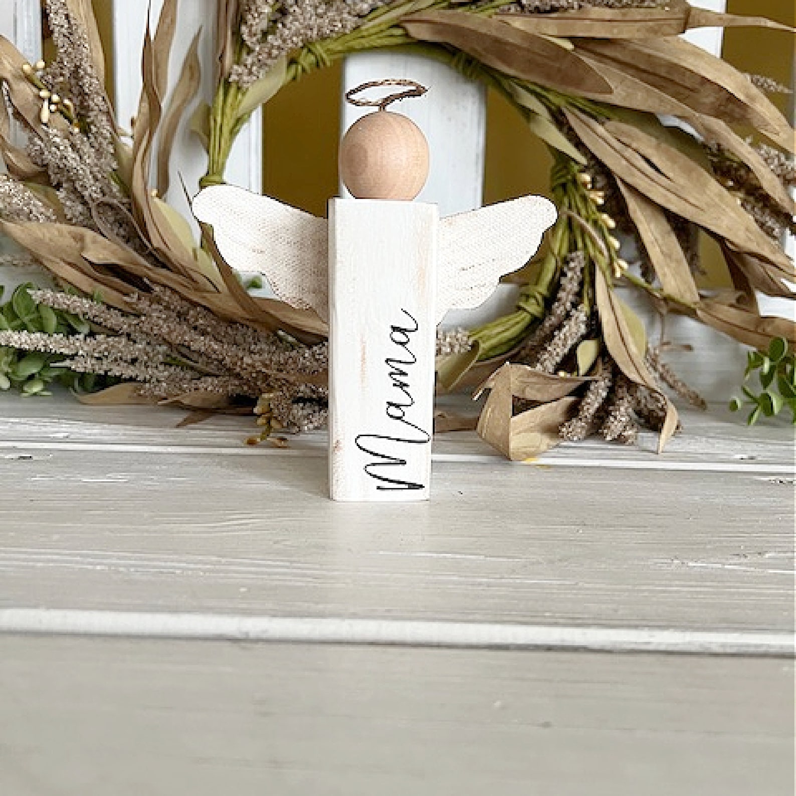 Wood Block Angel, Personalized, Farmhouse, Shabby, Vintage Style ...