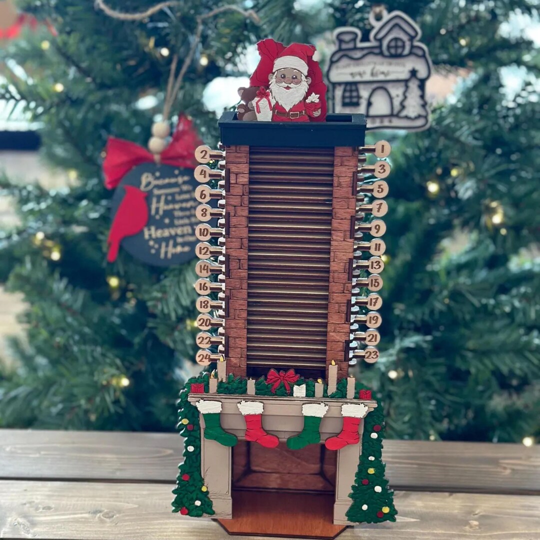 Wooden Santa Chimney Christmas Countdown Display, Holiday Countdown ...
