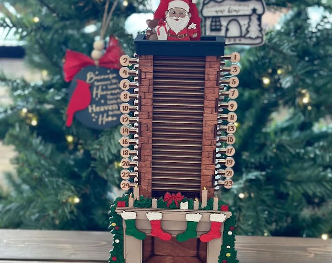 Wooden Santa Chimney Christmas Countdown Display, Holiday Countdown ...