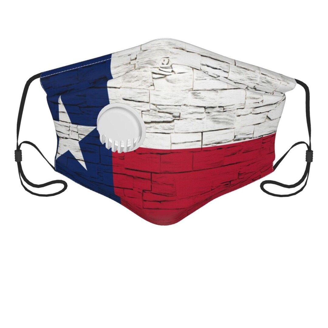 Texas Flag Face Masks with Breathing Valve and 6 Carbon Filters Made in ...