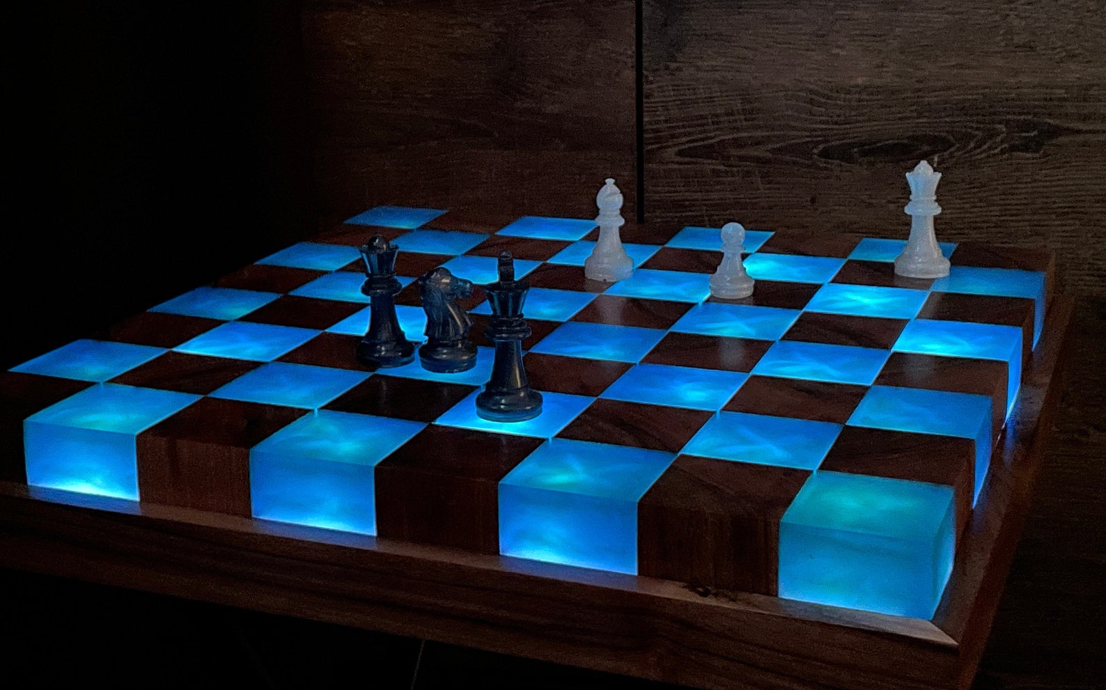 Handmade Large Illuminated Chess Set, Epoxy Resin Chess,unique Chess, Custom Chess Board, Resin ...