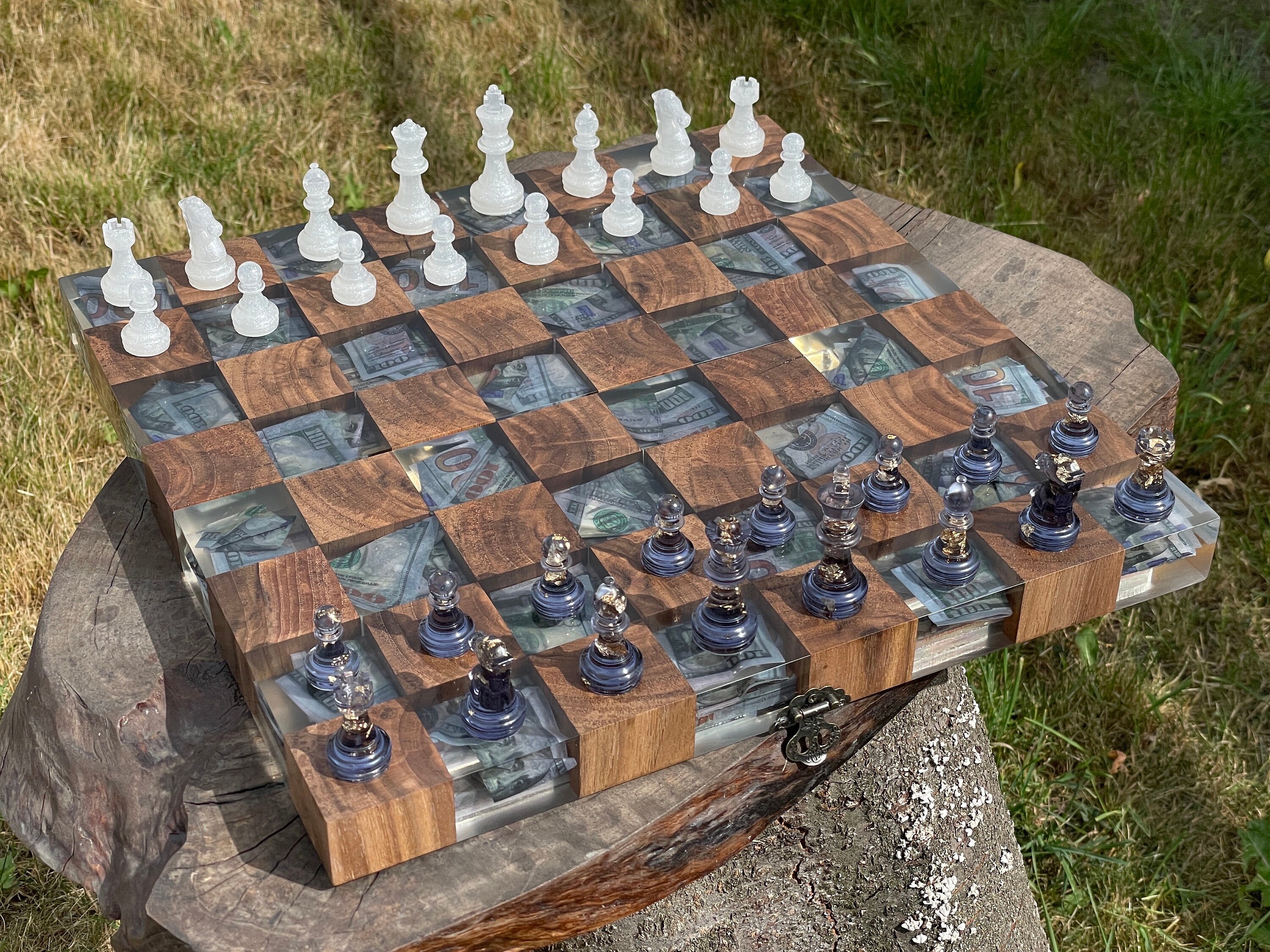 Folding Chess Board, Custom Chessboard, Handcrafted Chessboard, Resin ...