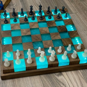 Handmade Large Illuminated Chess Set, Epoxy Resin Chess,unique Chess ...