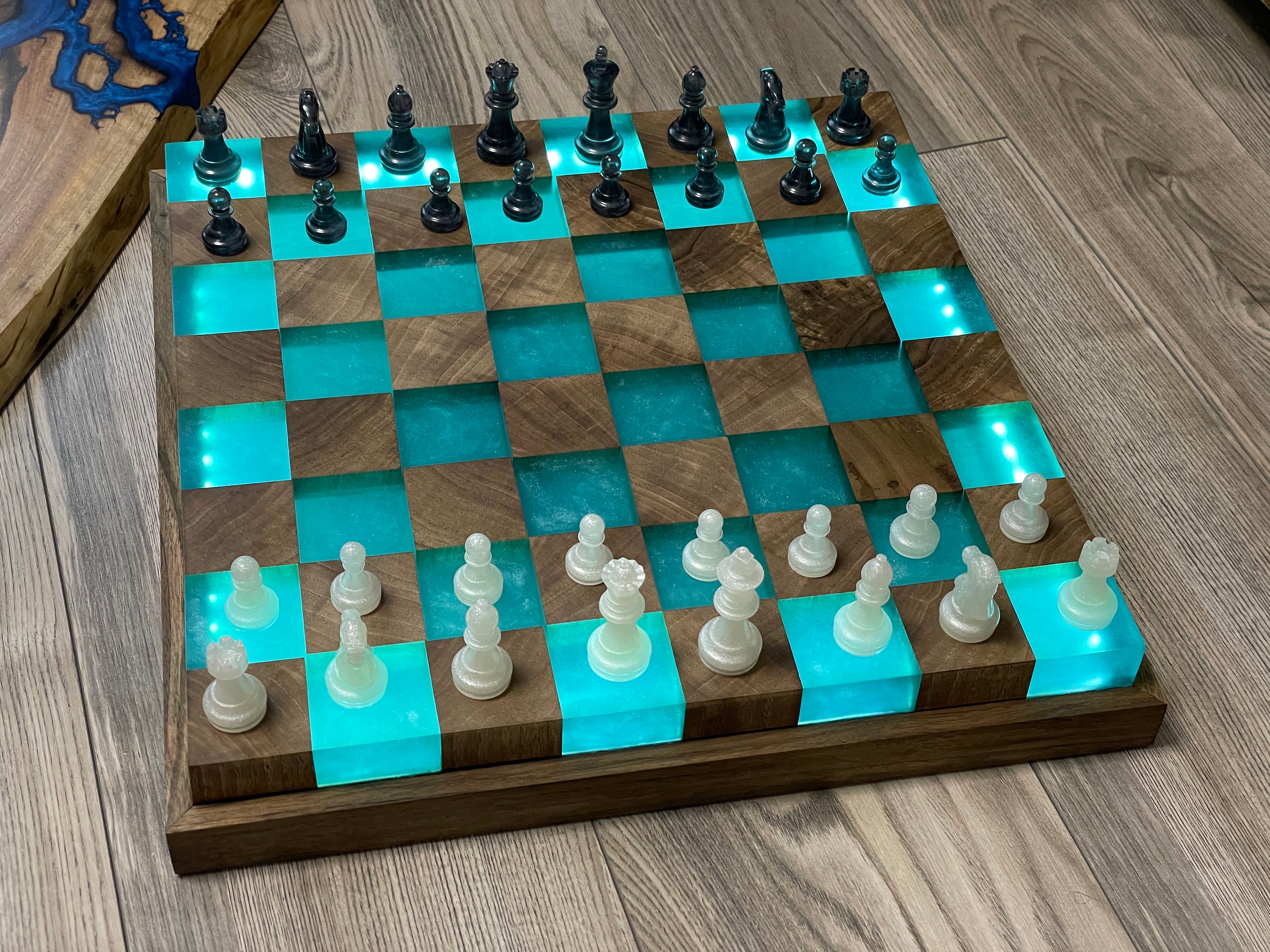 Handmade Large Illuminated Chess Set, Epoxy Resin Chess,unique Chess, Custom Chess Board, Resin ...