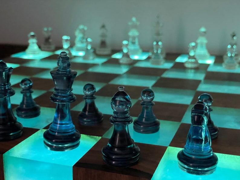Handmade Large Illuminated Chess Set, Epoxy Resin Chess,unique Chess ...