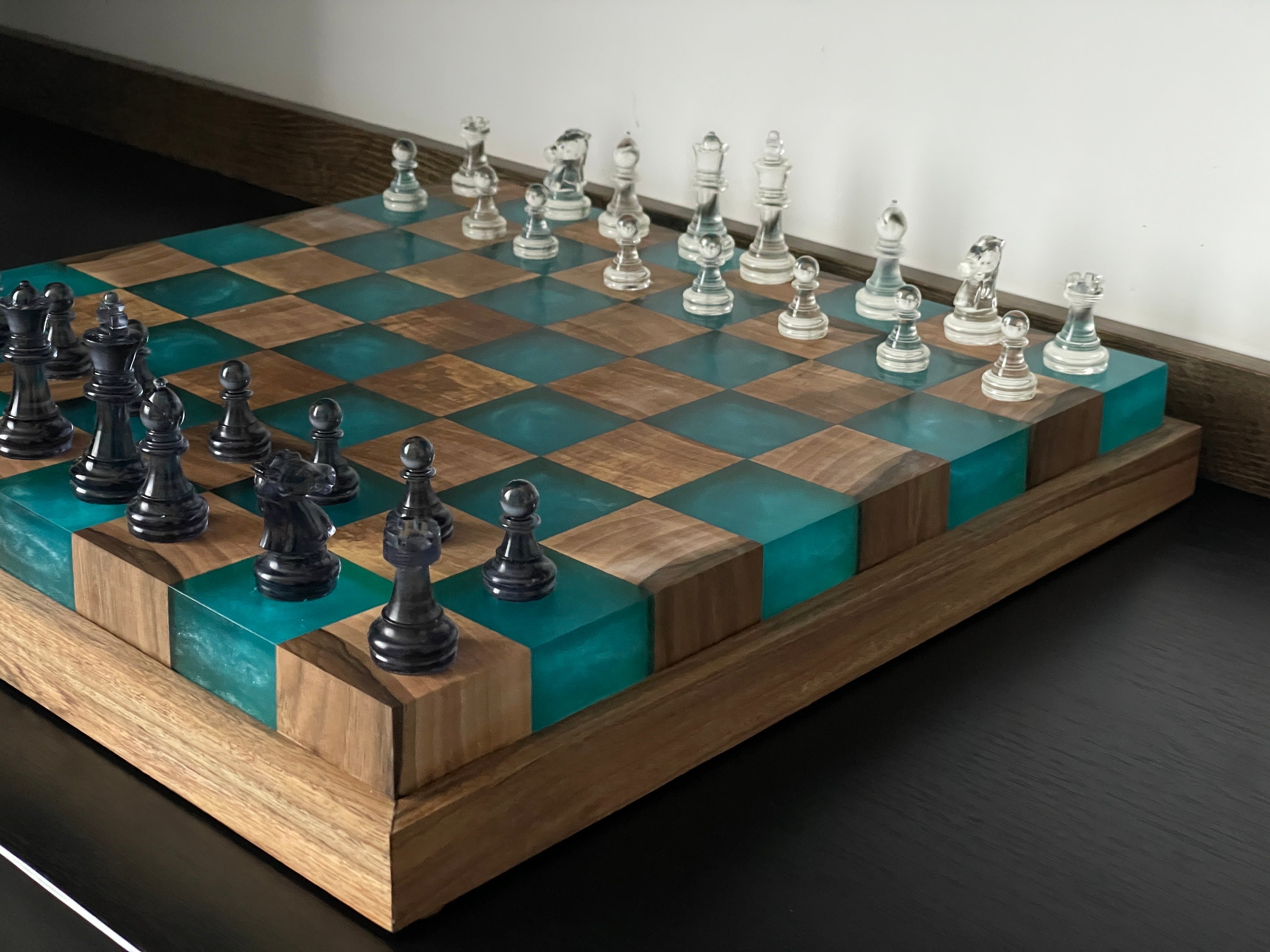 Handmade Large Illuminated Chess Set, Epoxy Resin Chess,unique Chess ...