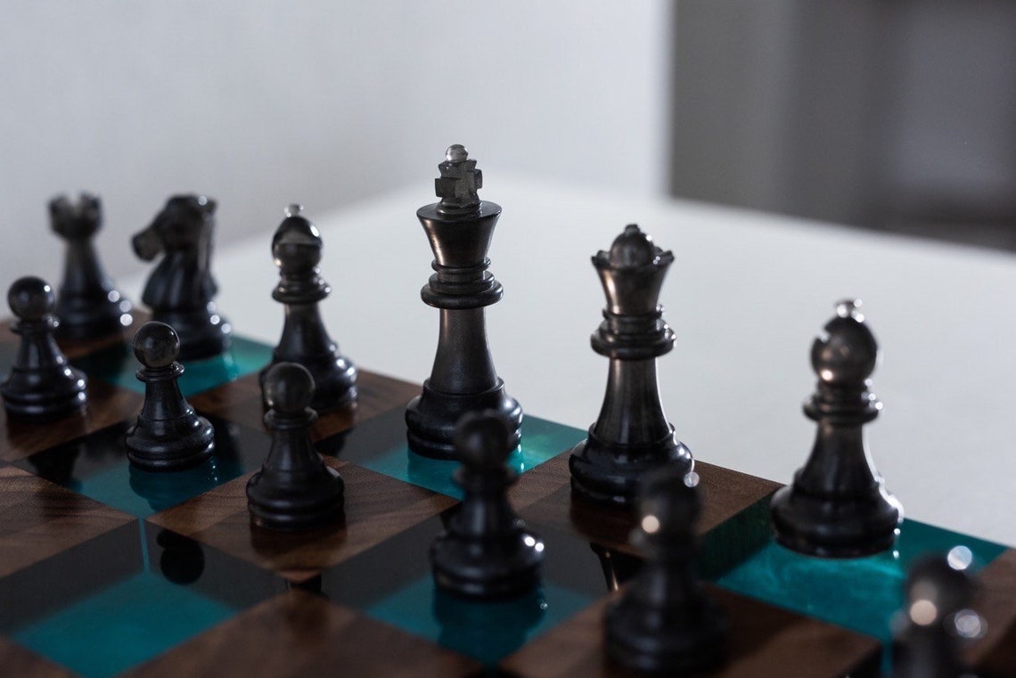 Handmade Walnut Wood Resin Chess Set, Custom Chessboard - Etsy