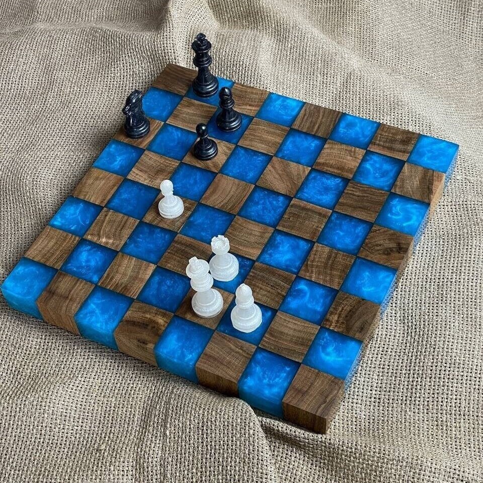 Resin Chess Set, Chess Board Epoxy, Unique Chess Set, Chess Set Modern ...