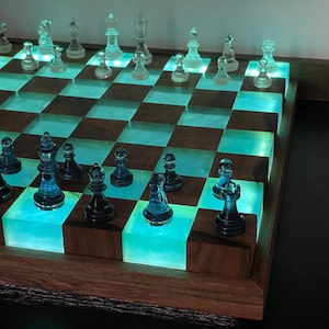 Handmade Large Illuminated Chess Set, Epoxy Resin Chess,unique Chess ...