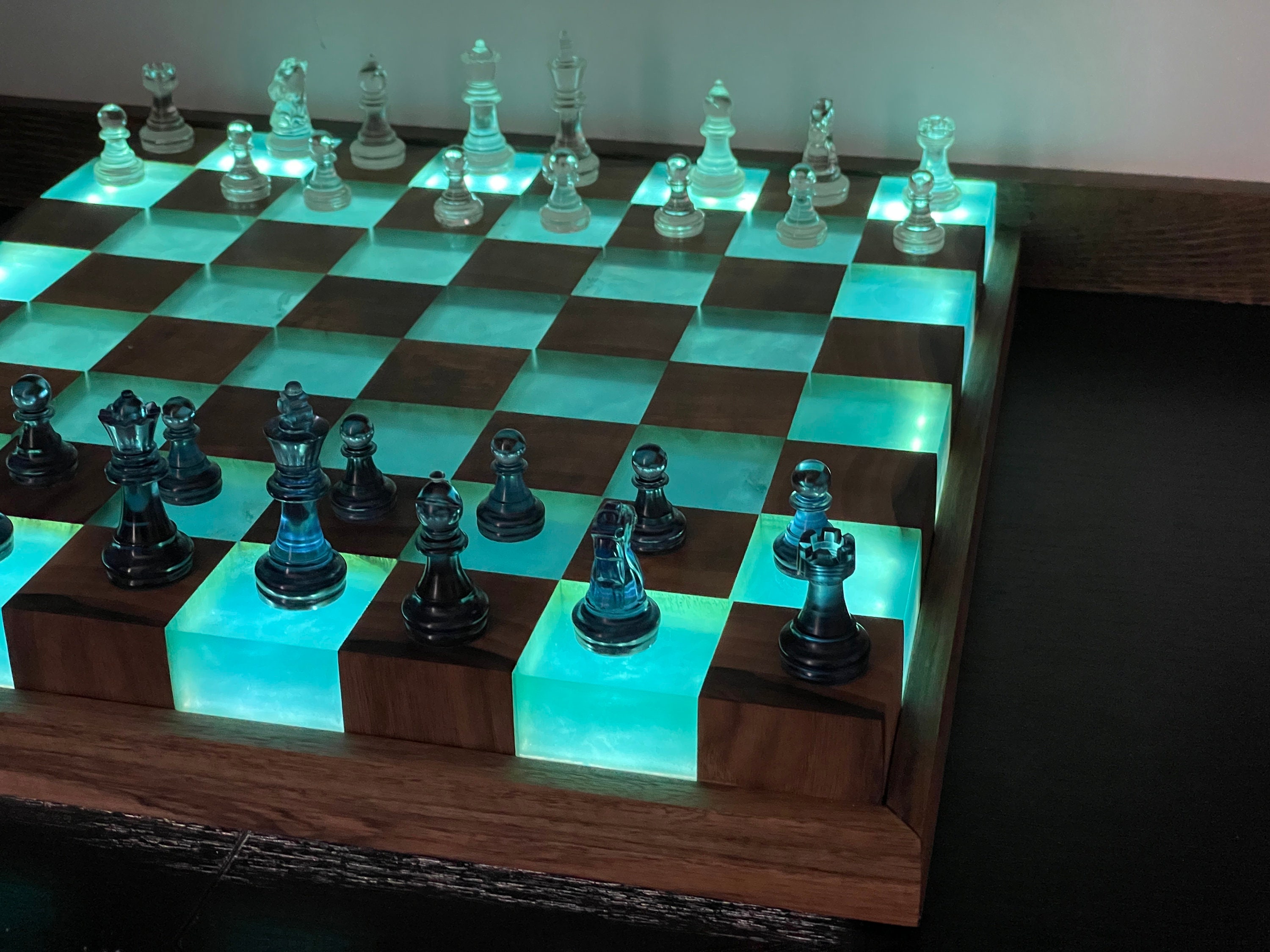 Handmade Large Illuminated Chess Set, Epoxy Resin Chess,unique Chess ...