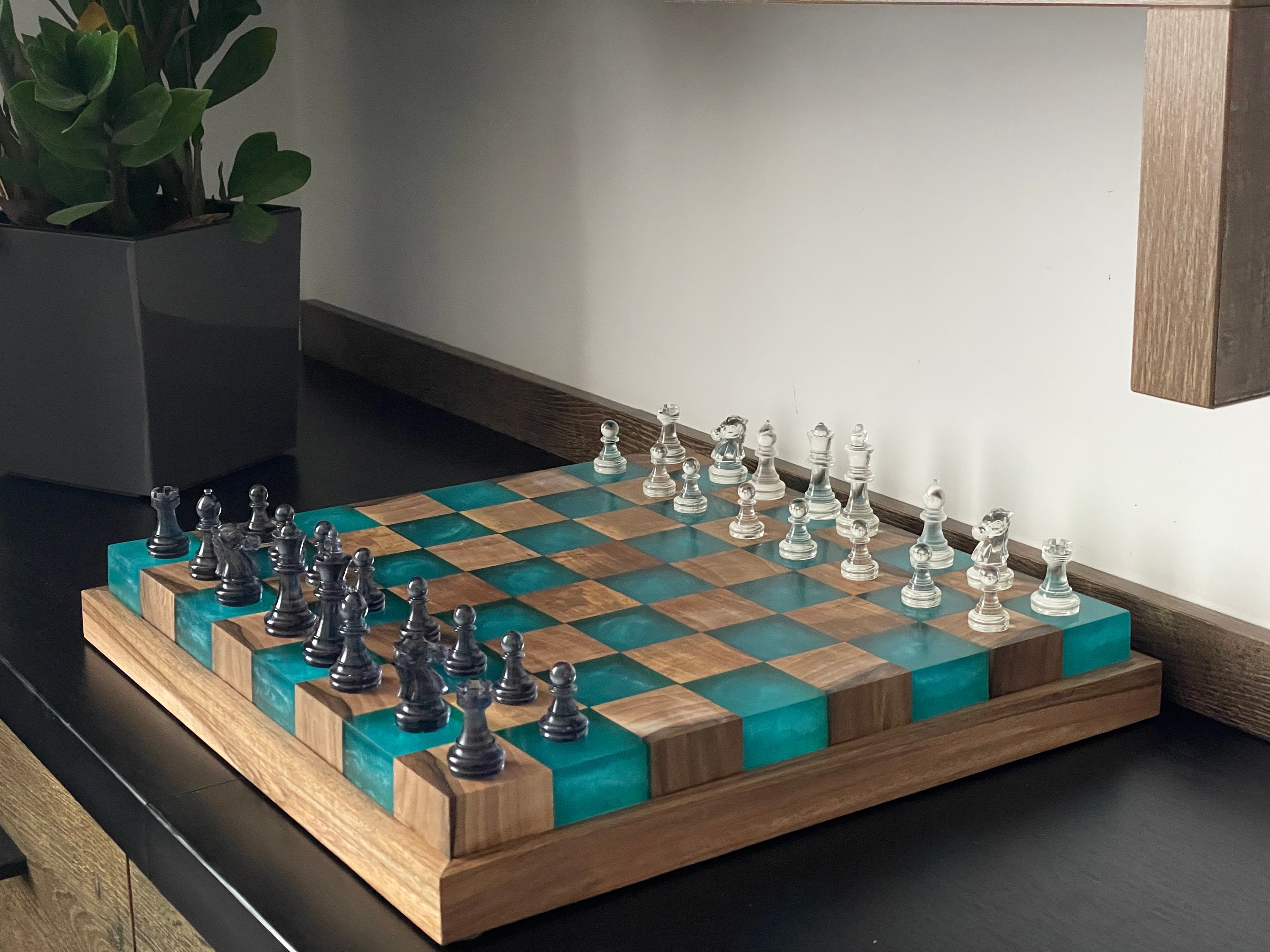 Handmade Large Illuminated Chess Set, Epoxy Resin Chess,unique Chess ...