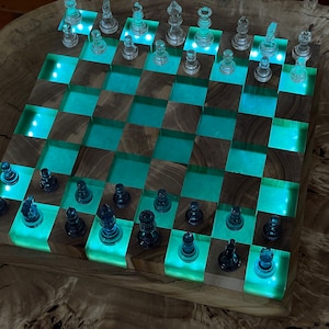 Handmade Large Illuminated Chess Set, Epoxy Resin Chess,unique Chess, Custom Chess Board, Resin ...