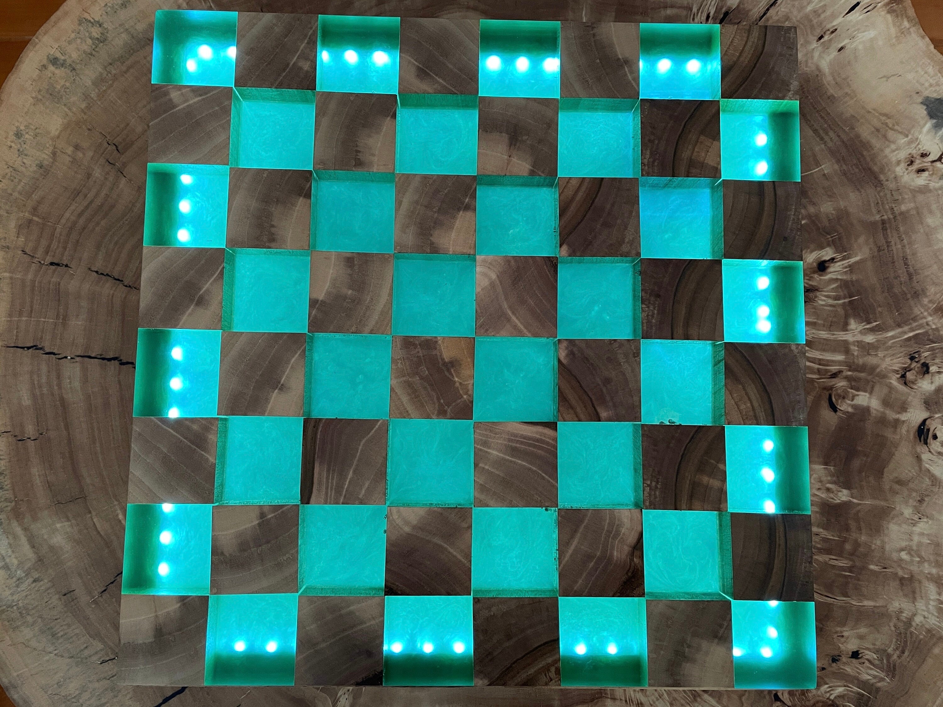 Handmade Large Illuminated Chess Set, Epoxy Resin Chess,unique Chess, Custom Chess Board, Resin ...