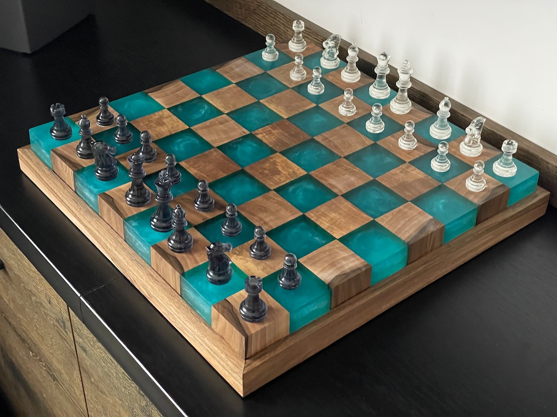 Handmade Large Illuminated Chess Set, Epoxy Resin Chess,unique Chess, Custom Chess Board, Resin ...