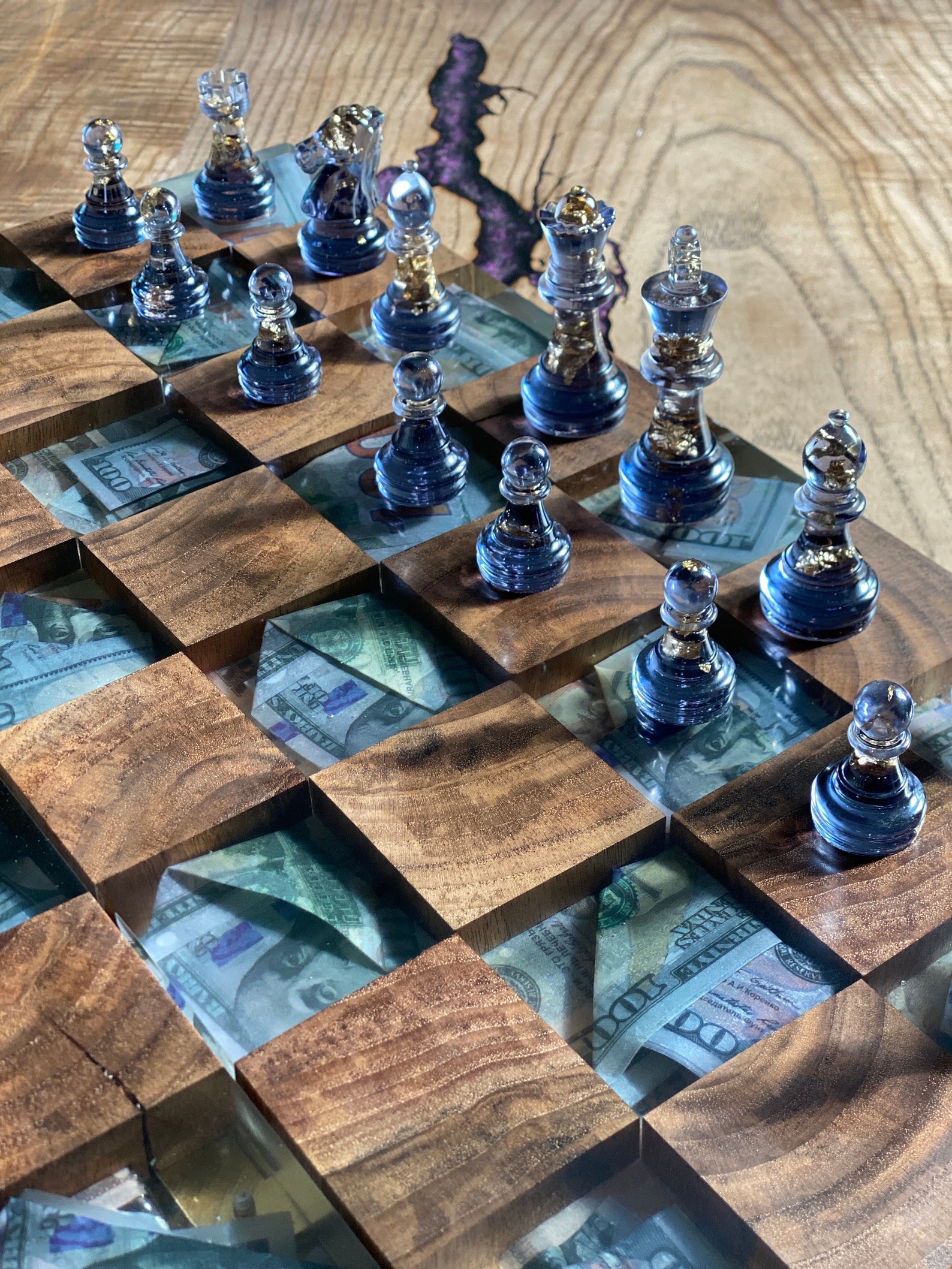 Folding Chess Board, Custom Chessboard, Handcrafted Chessboard, Resin ...