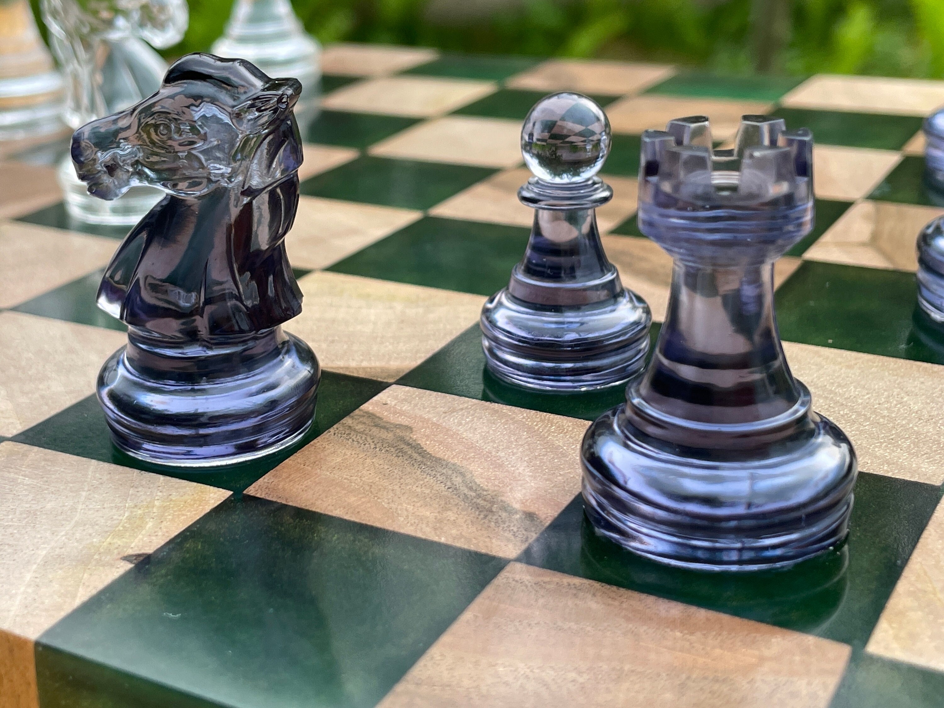 Handmade Walnut Wood & Epoxy Resin Chess Set, Unique Board - Etsy